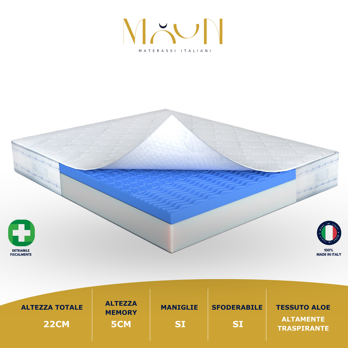 Materasso Memory Foam Ecate H22 – Muun Materassi Italiani